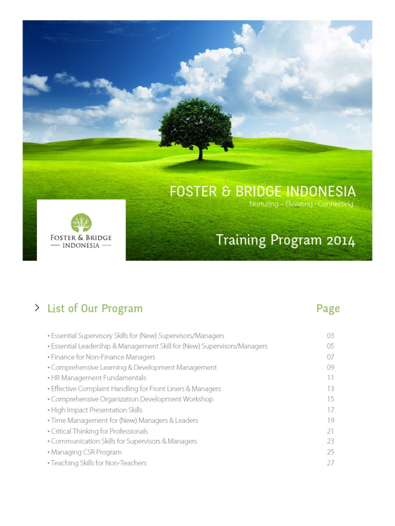 Foster&Bridge Indonesia - Training Program 2014 v03 | PDF ...