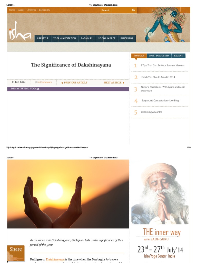 The Significance of Dakshinayana | PDF | Earth | Nature