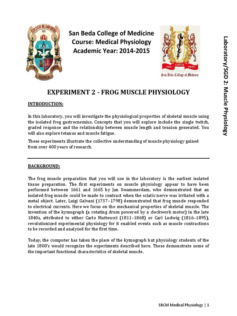 Frog Muscle Physiology Lab Overview | PDF | Skeletal Muscle | Muscle ...