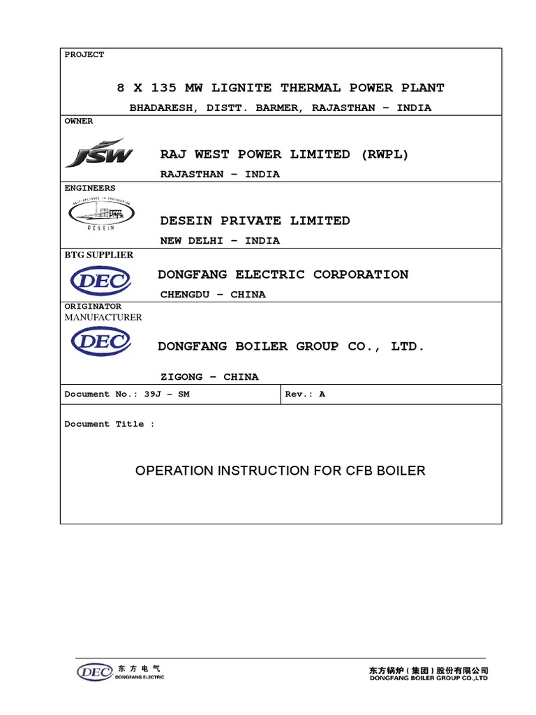 DEC CFBC Boiler Manual | PDF | Furnace | Combustion