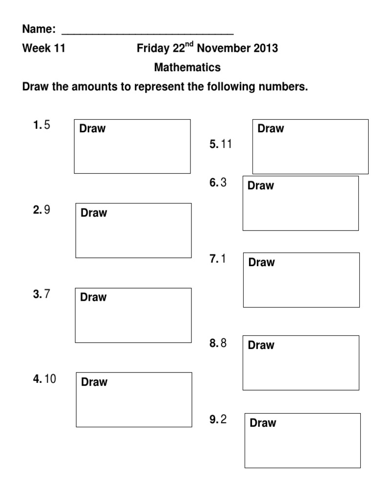 Name: - Week 11 Friday 22 November 2013 Mathematics Draw The Amounts To ...