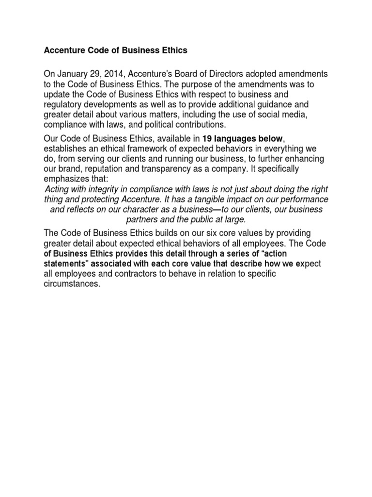 Code of Business Ethics | PDF