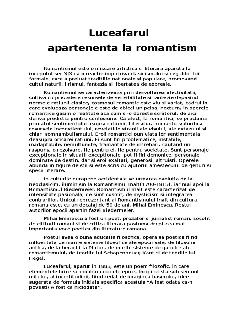 Luceafarul Eseu | PDF