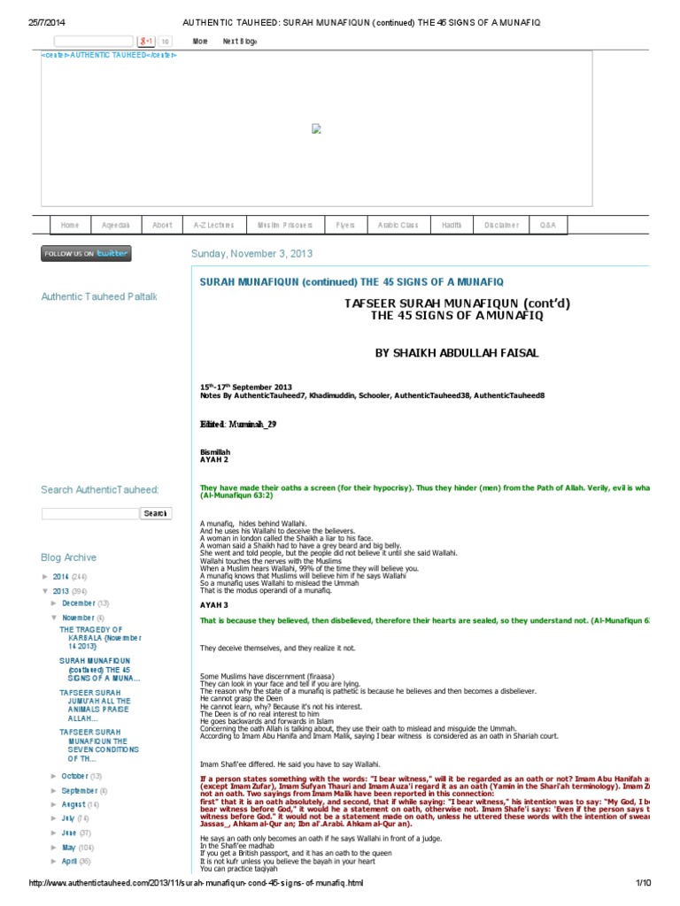 45 Signs of Munafiq | PDF | Muhammad | Hadith