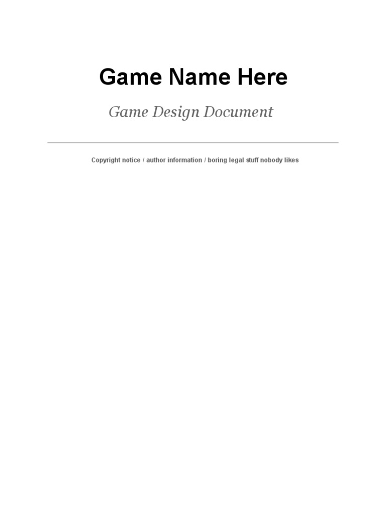 Game Design Document Template | PDF