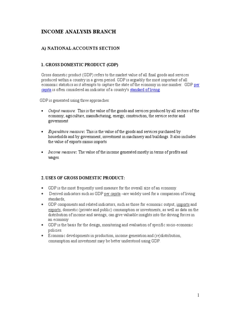 GDP Write Up | Gross Domestic Product | National Accounts