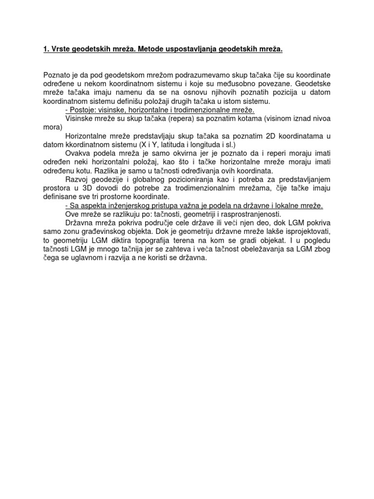 Inženjerska Geodezija Sve | PDF