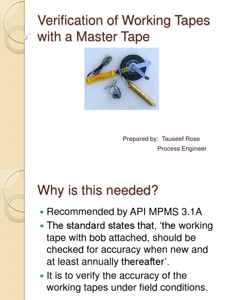 Verification of Working Tapes With A Master Tape | PDF | Verification ...