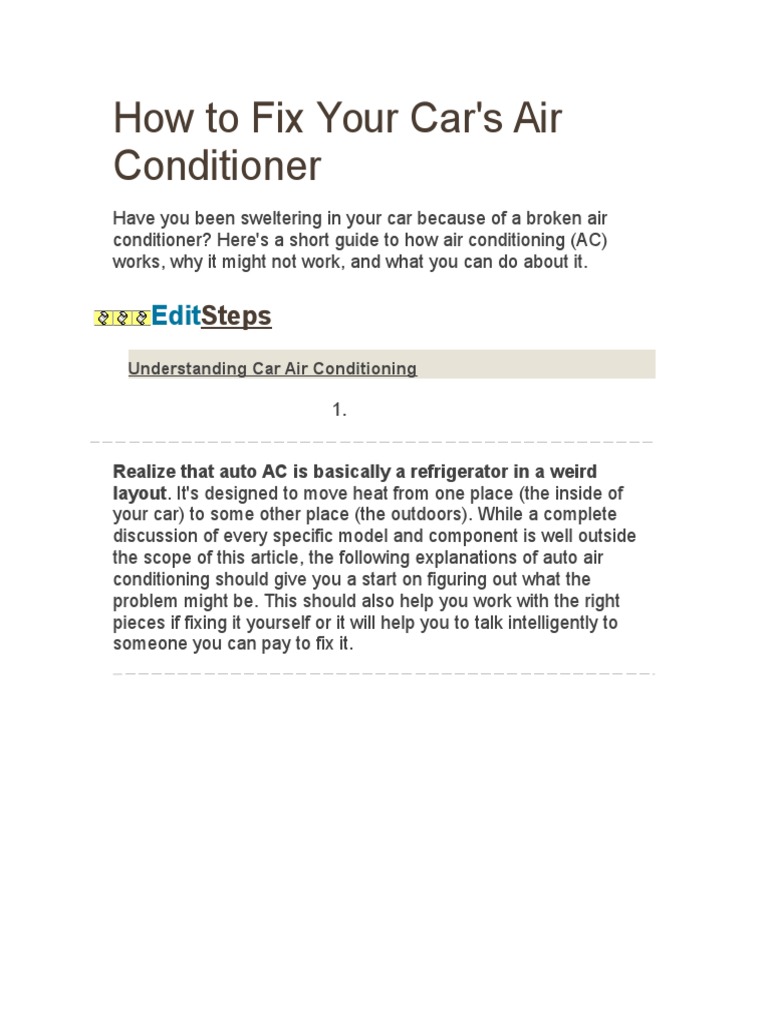 How To Fix Your Car Ac | PDF | Air Conditioning | Transport Phenomena