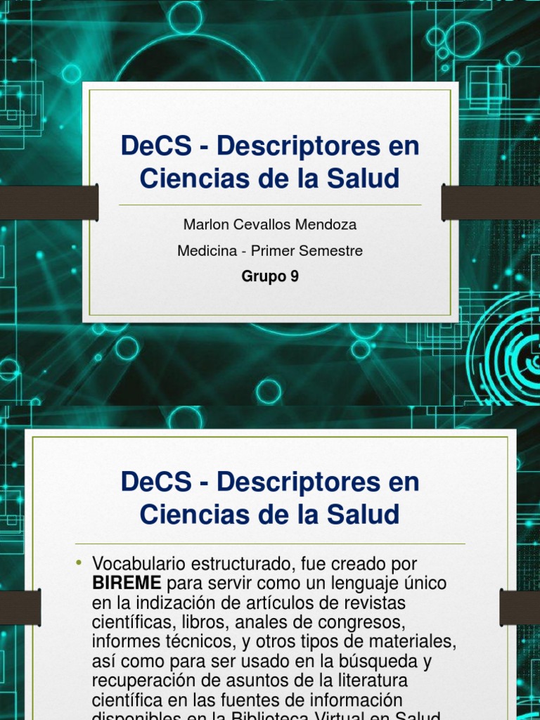 MJCM - DeCS - Descriptores en Ciencias de La Salud | Ciencias de la ...