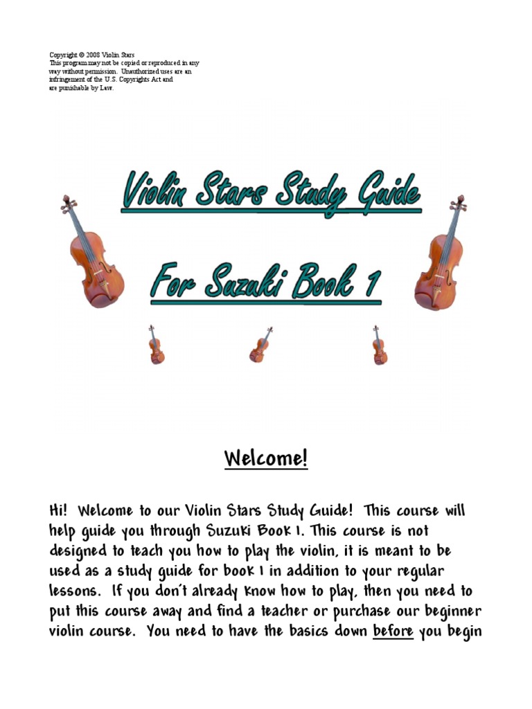 Violin Stars Study Guide For Suzuki Book 1 | PDF | Violin | String ...