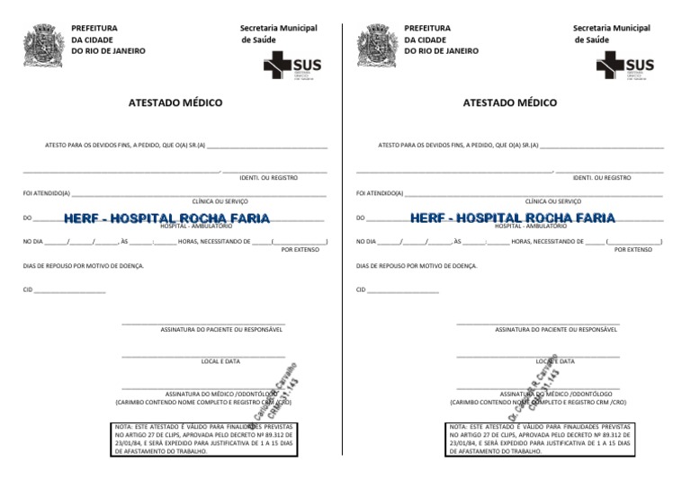 Atestado Médico Municipal Rj Sus Atestado Médico Municipal Rj Sus