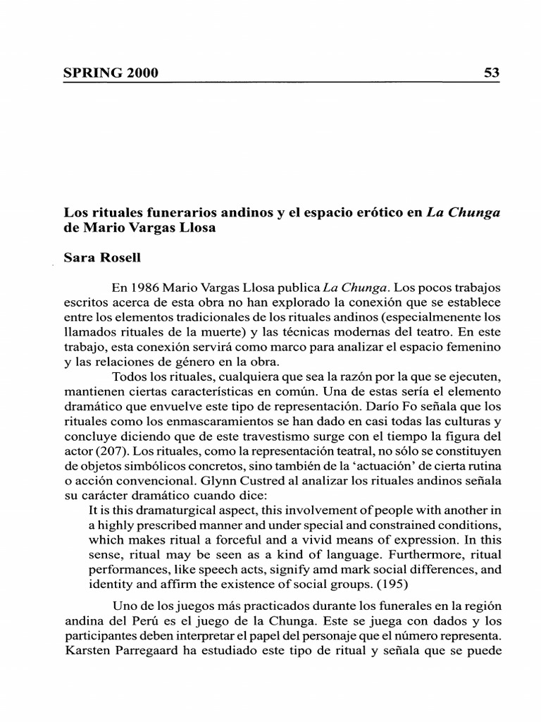 Rituales Fuenebres y Espacio Erótico en La Chunga | PDF | Teatro | Rituales