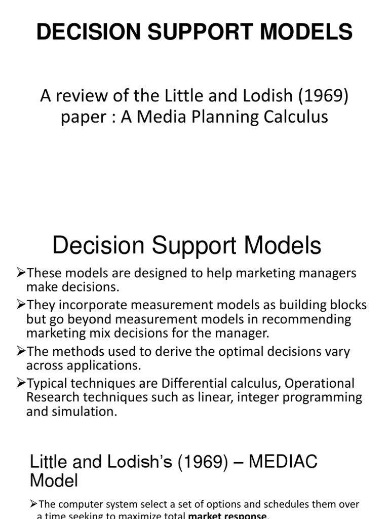 Decision Support Models | PDF