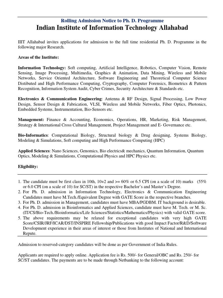 PHD Advertisement 2014 | PDF | Doctor Of Philosophy | Computing