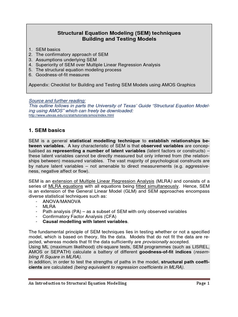 6 Building and Testing Models in SEM | PDF | Structural Equation ...