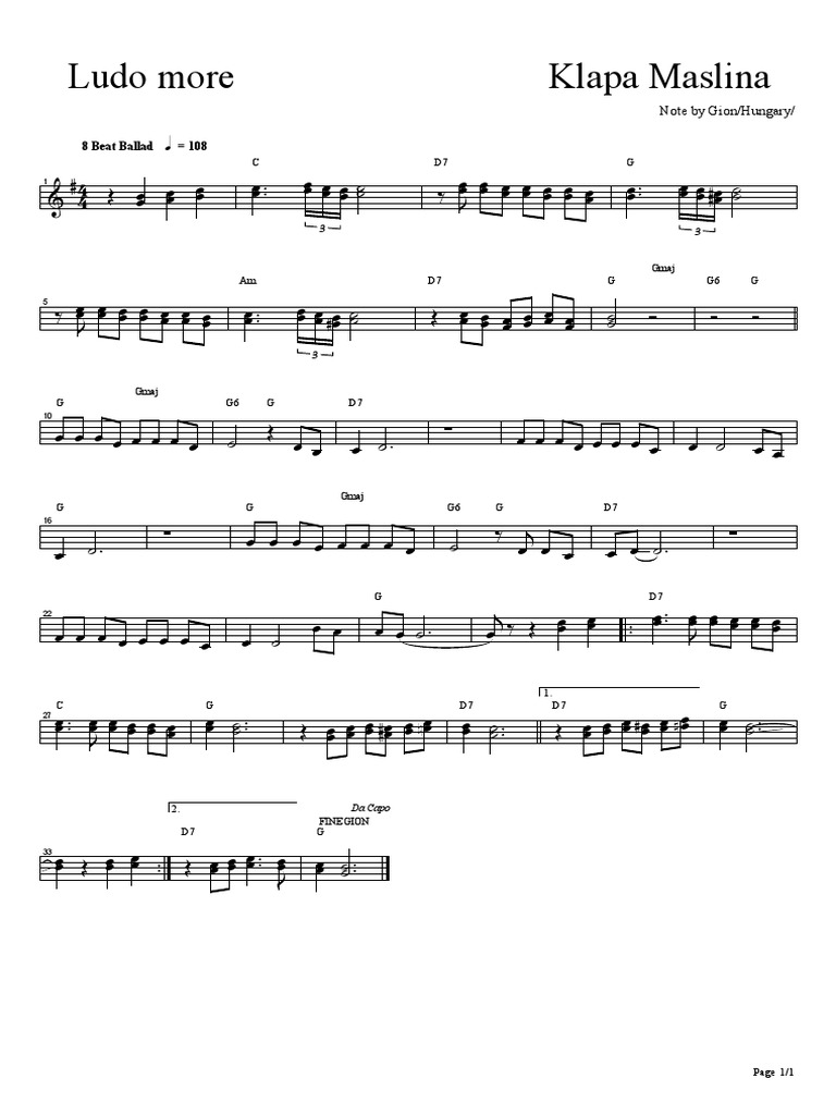 Ludo More-Note-Note Klapa Maslina | PDF