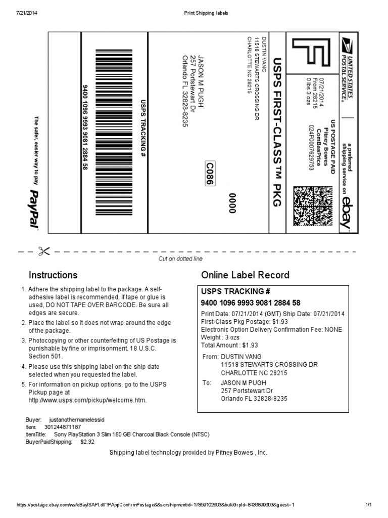 Print Your Shipping Label Instructions | PDF