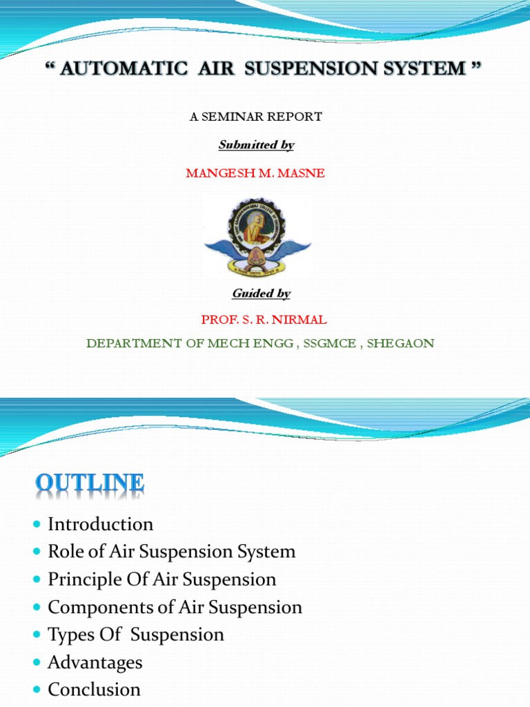 " Automatic Air Suspension System ": A Seminar Report | PDF ...