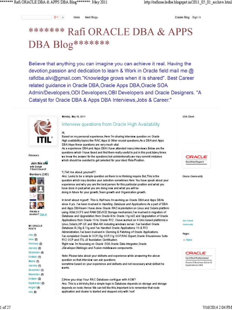 Rafi Oracle Dba And Apps Dba Blog May 2011 Download Free Pdf Oracle Database Data