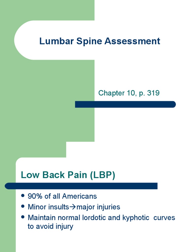 Lumbar Spine Assessment | PDF | Anatomical Terms Of Motion | Low Back Pain