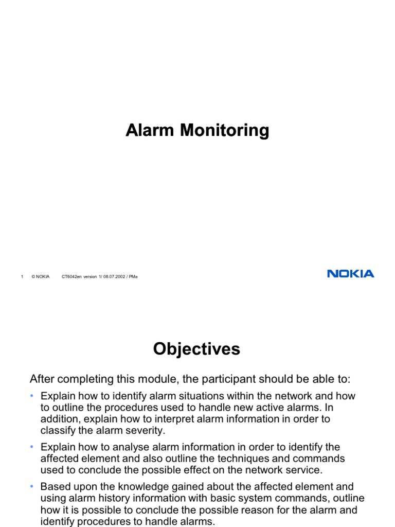 Nokia - Alarm Monitoring | PDF | Computer Network | Telecommunications