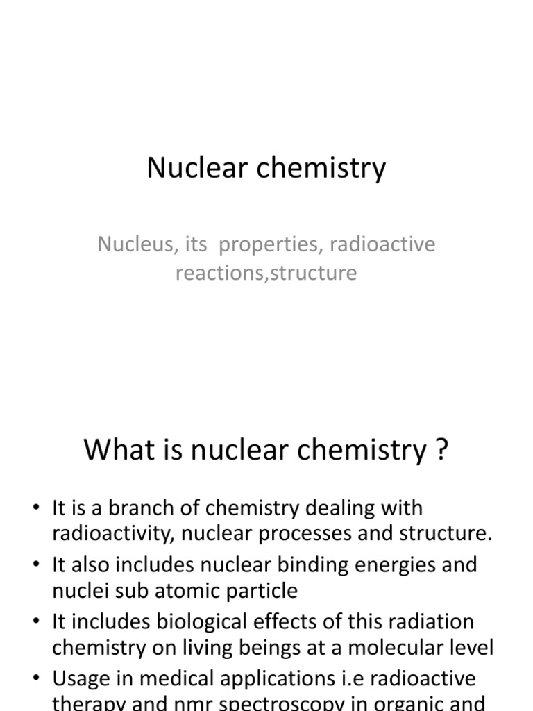 Nuclear Chemistry | PDF | Quark | Radioactive Decay