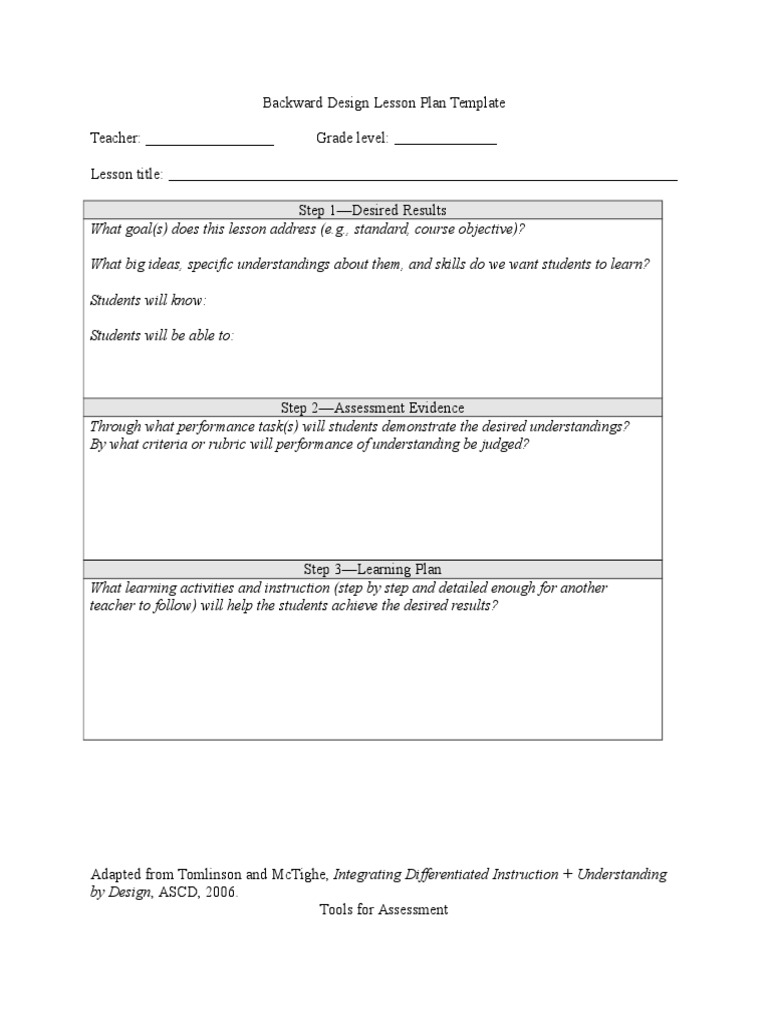 Backward Design Lesson Plan | PDF