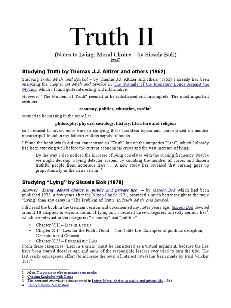 Bok on Lying: Moral Choices Explained | PDF | Social Science