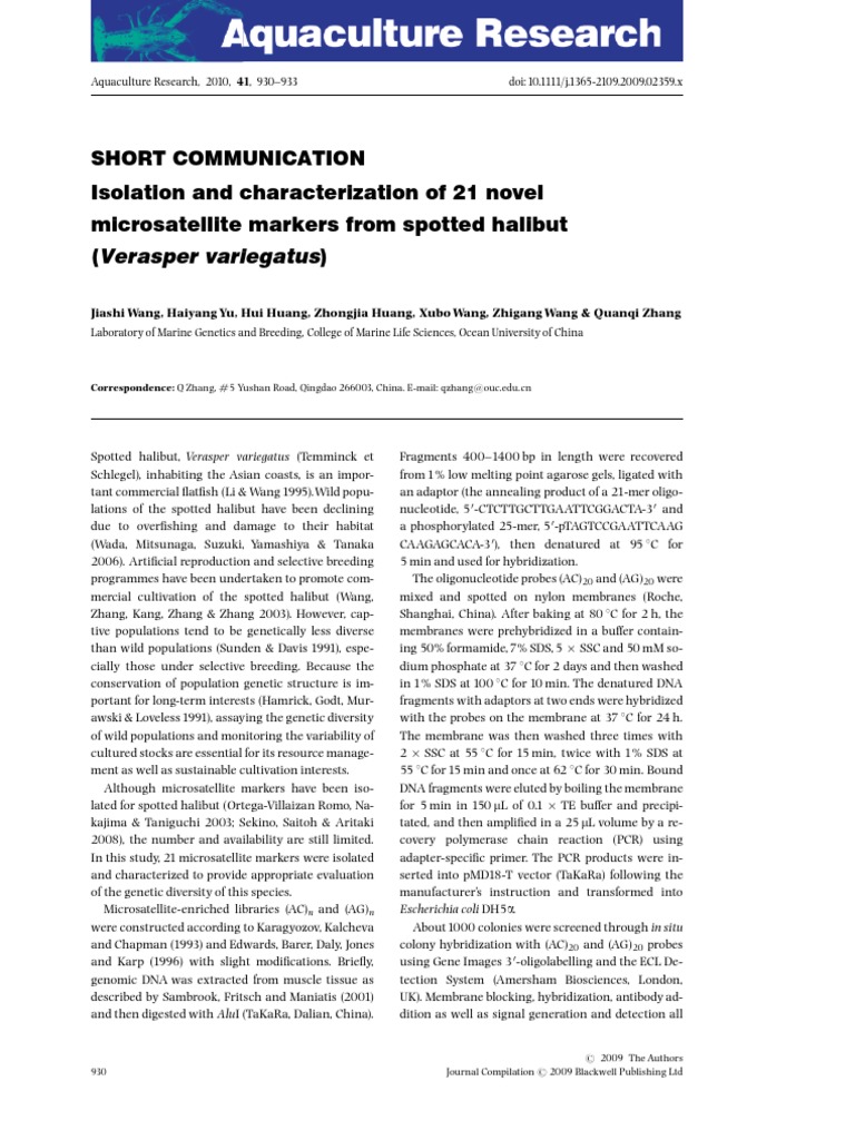 Verasper Variegatus | PDF | Primer (Molecular Biology) | Microsatellite