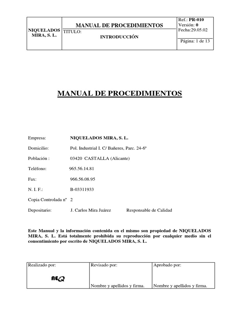 MANUAL DE PROCEDIMIENTOS Modelo.pdf | Gestión de la calidad | Calidad (comercial)
