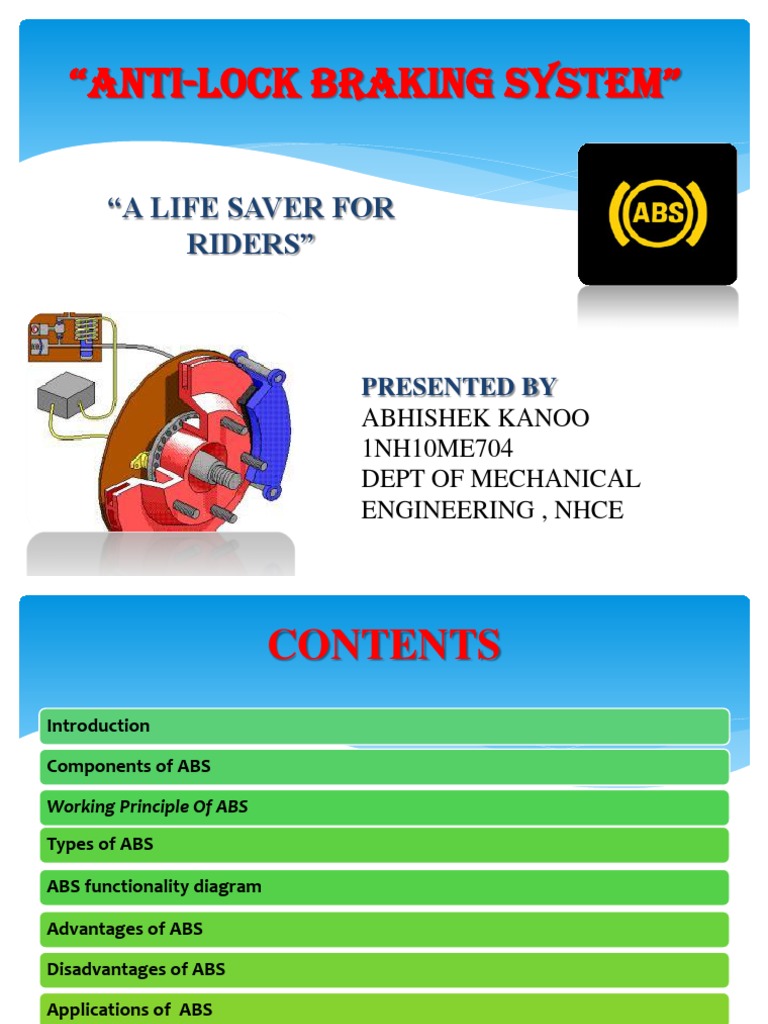 ABS ppt | Anti Lock Braking System | Road Transport