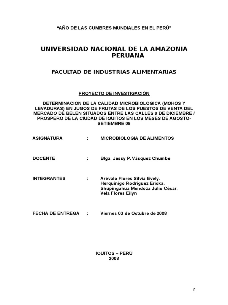 Proyecto Mohos y Levaduras - Eilyn, Ericka, Evely, Julio | PDF | Alimentos | Naturaleza