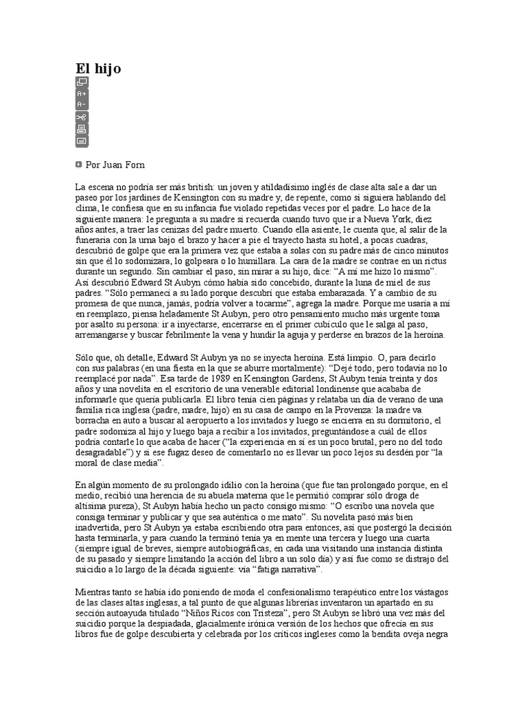 El Hijo Juan Forn | PDF