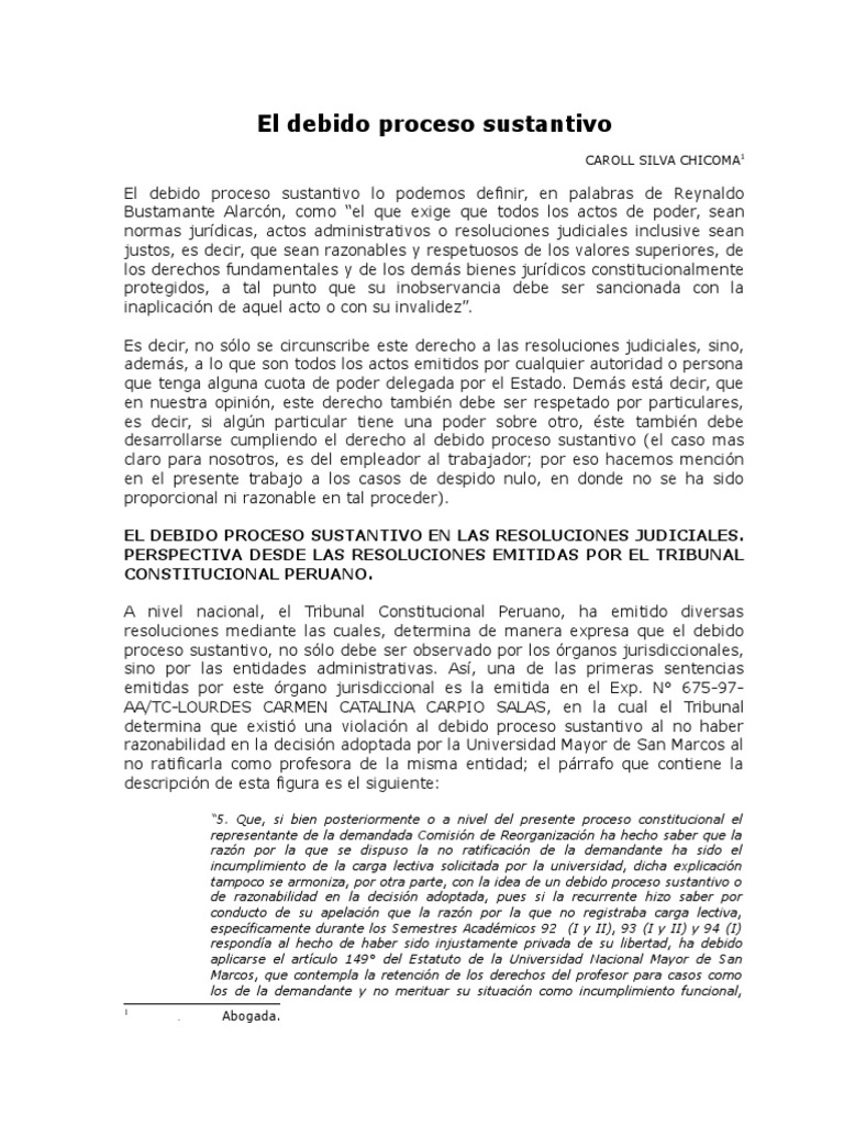 El Debido Proceso Sustantivo en Perú | PDF | Debido al proceso | Gobierno