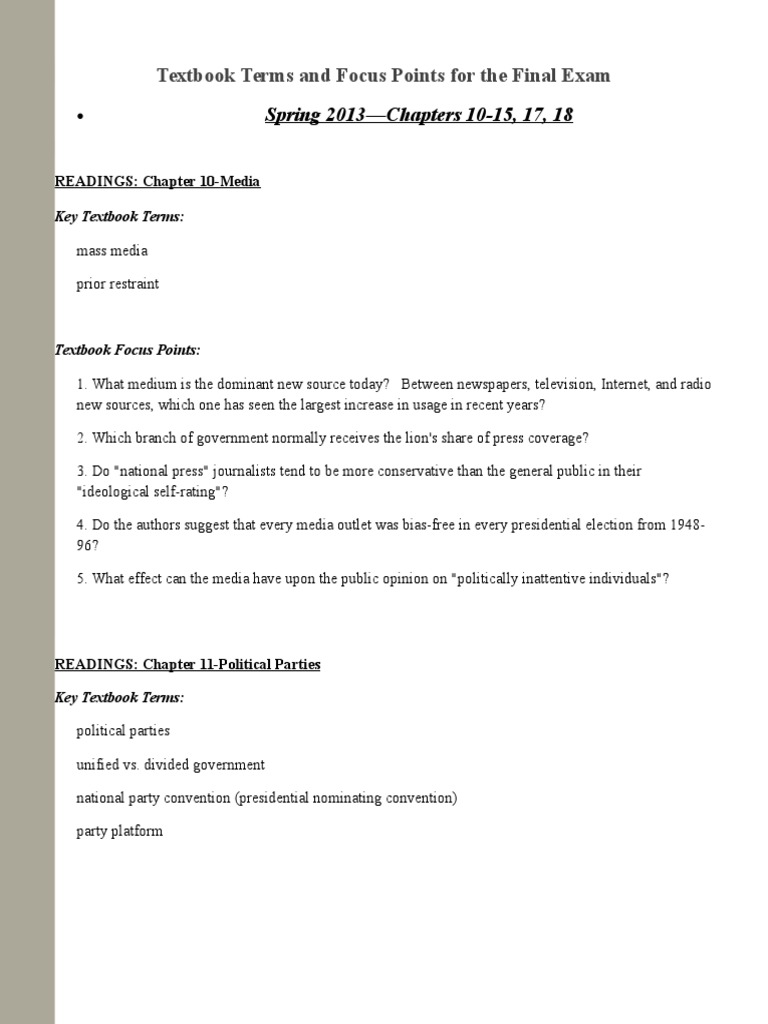 FE Study Guide POLS 102 Online | PDF | United States Congress ...