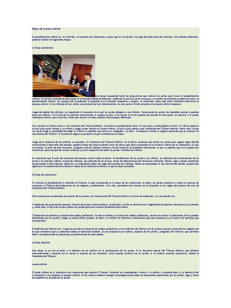 Etapas Del Proceso Arbitral | PDF | Arbitraje | Árbitro