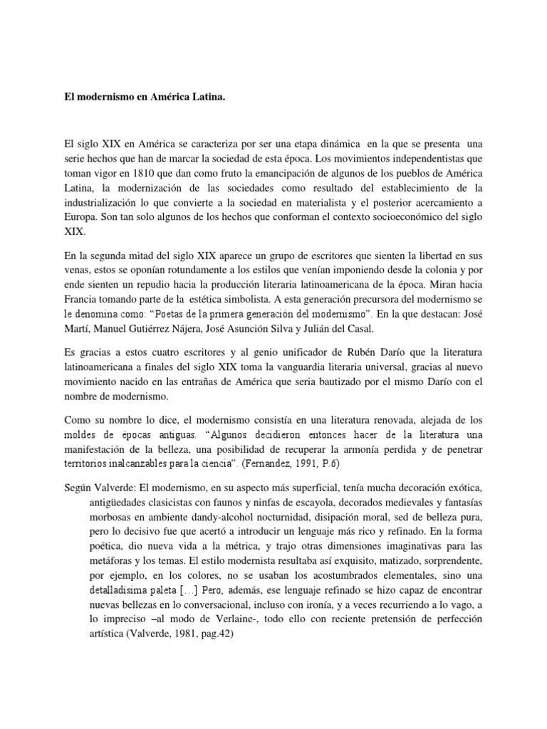 El Modernismo en América Latina | PDF