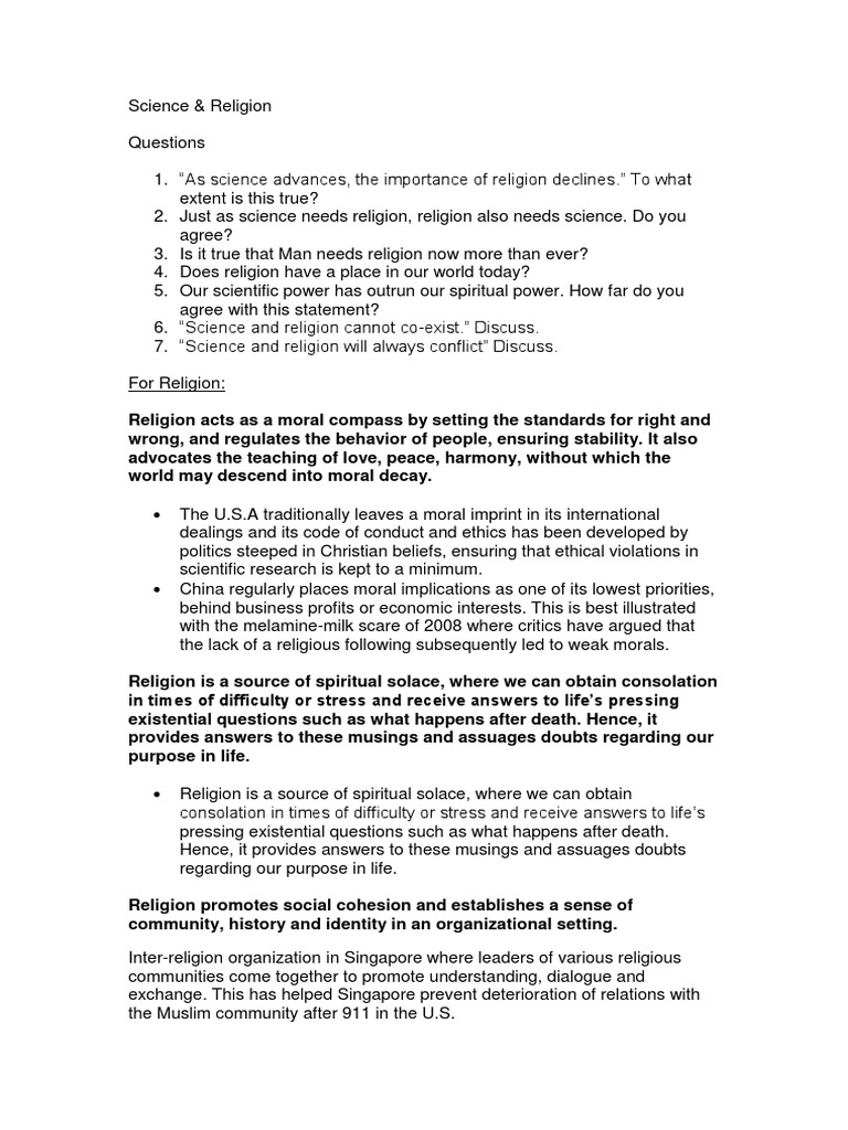 Science VS Religion | PDF | Relationship Between Religion And Science ...