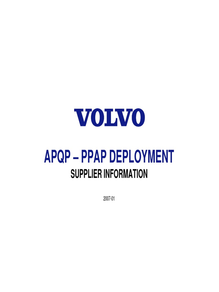 VOLVO APQP-PPAP Deployment Supplier Information 挋嫌挋 | PDF | Business ...