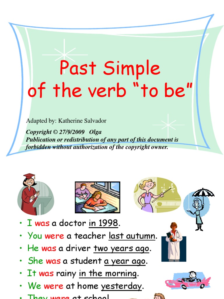 Past Simple of The Verb "To Be": Adapted By: Katherine Salvador | PDF ...