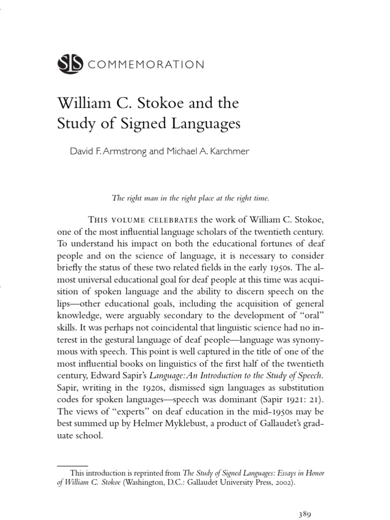 William C. Stokoe and The Study of Signed Languages: Commemoration ...
