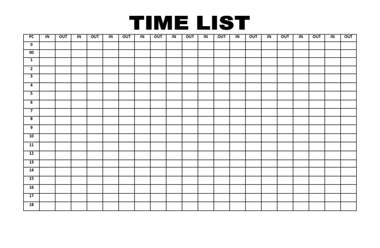 time-list-pdf