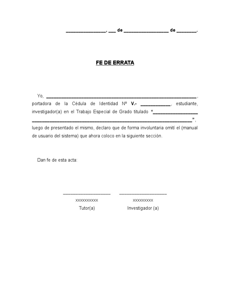 Formato Fe de Errata