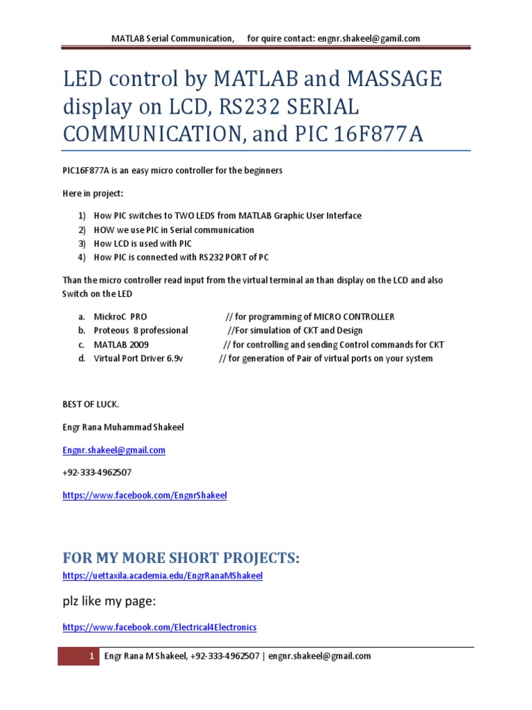 MATLAB-PIC Serial Communication Guide | PDF