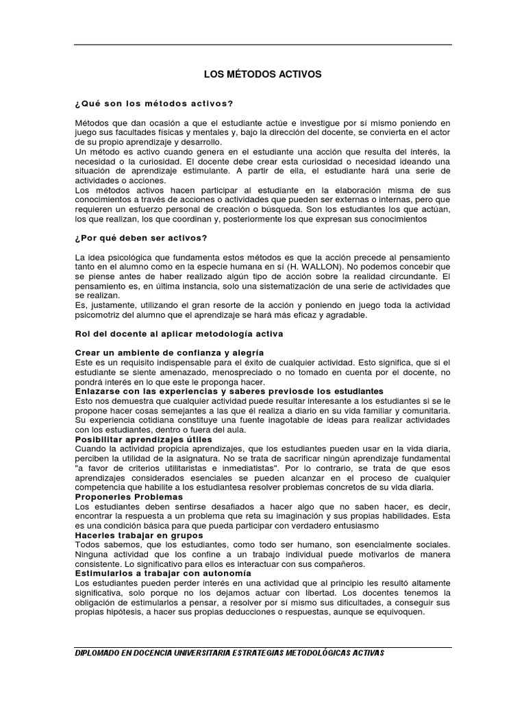 Metodos Activos Tres | PDF | Disciplinas | Aprendizaje