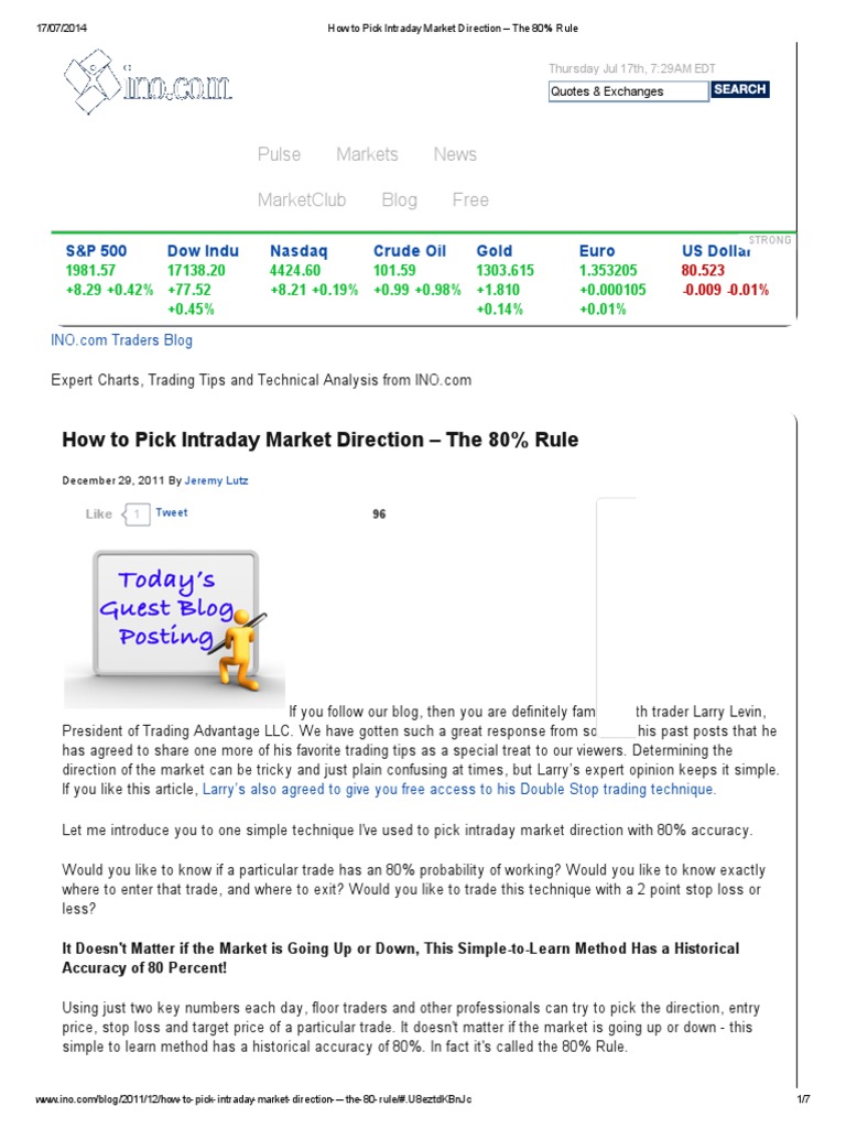 How To Pick Intraday Market Direction - The 80% Rule | PDF | Day ...