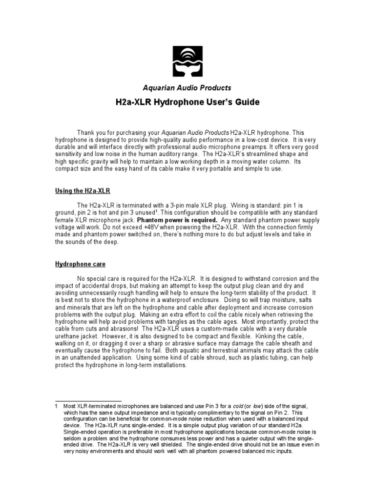 H2a XLR Manual-1 | PDF | Microphone | Sound Technology