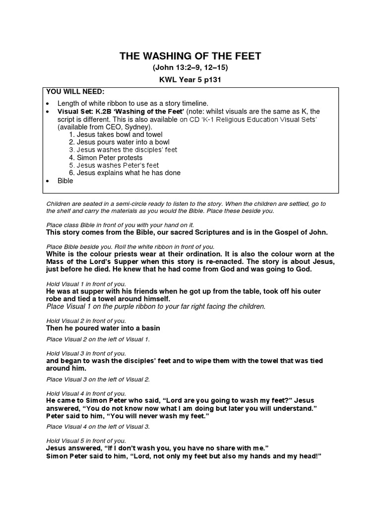 The Washing of The Feet Script | PDF | Saint Peter | Jesus