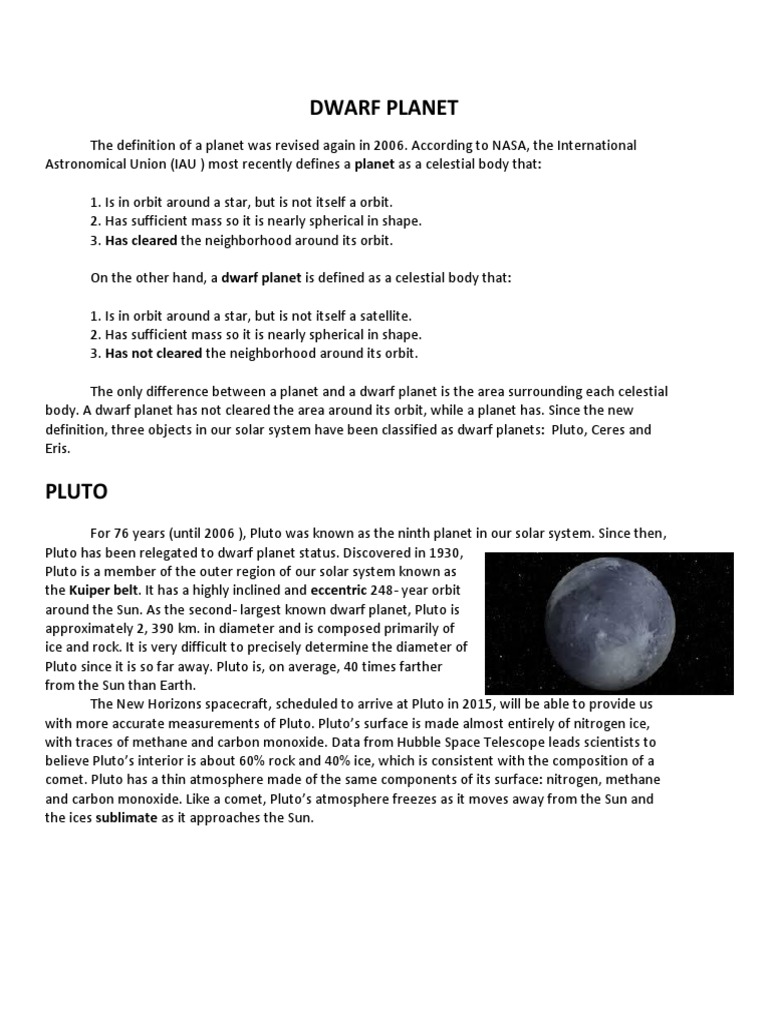 Dwarf Planet | PDF | Pluto | Ceres (Dwarf Planet)